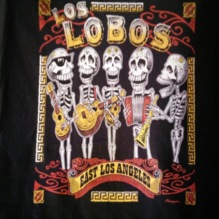 Women's Los Lobos Band 5 Skeletons V-Neck T-Shirt | Los Lobos Merch Store